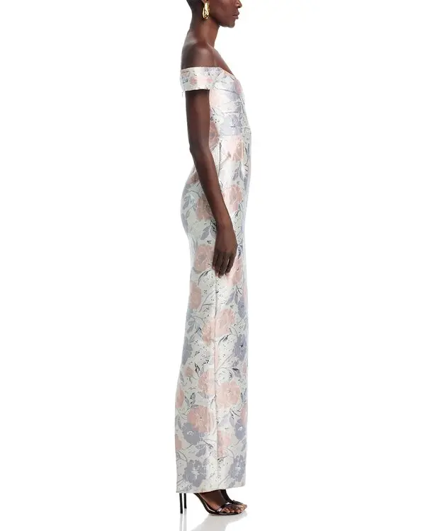 SAU LEE Jackson Brocade Gown - Lilac Multi