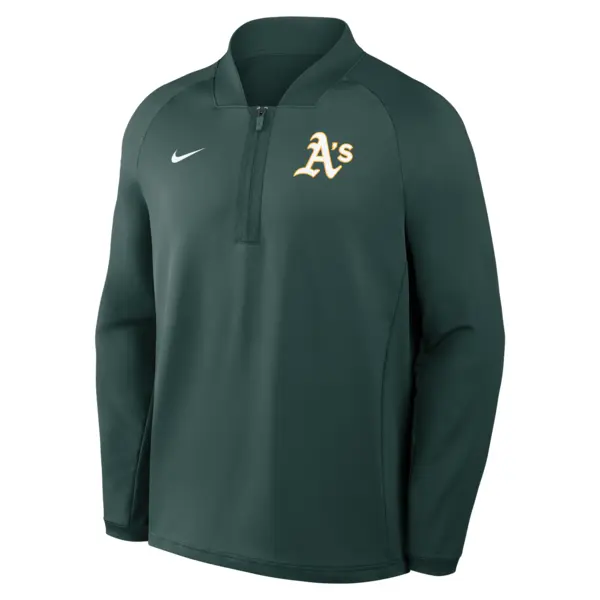 Nike Athletics Authentic Collection Dri-fit Mlb 1/2-zip Long-sleeve Top - Green