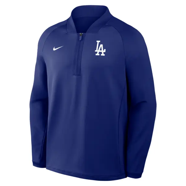 Nike Los Angeles Dodgers Authentic Collection Dri-fit Mlb 1/2-zip Long-sleeve Top - Blue