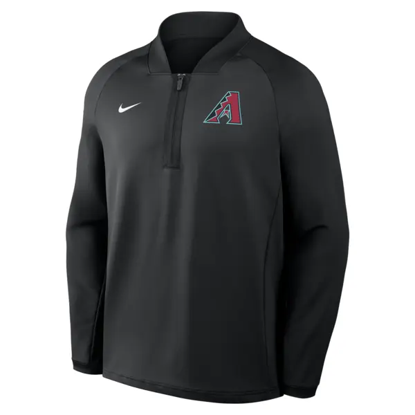 Nike Arizona Diamondbacks Authentic Collection Dri-fit Mlb 1/2-zip Long-sleeve Top - Black