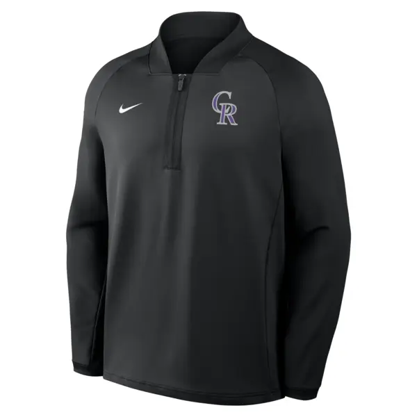 Nike Colorado Rockies Authentic Collection Dri-fit Mlb 1/2-zip Long-sleeve Top - Black
