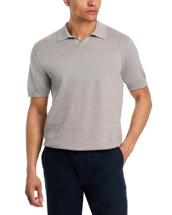 Bloomingdale'S Tonal Stripe Johnny Collar Polo - Pearl Grey