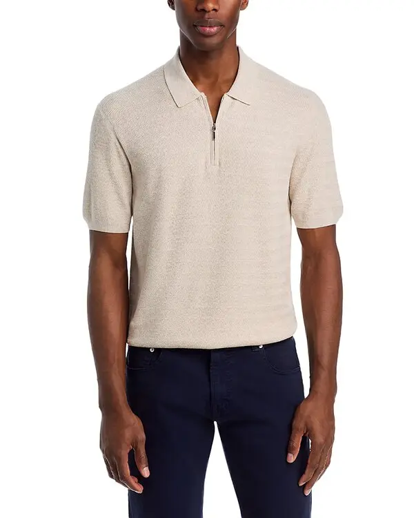 Bloomingdale'S Chevron Quarter-zip Sweater Polo - Light Cobblestone