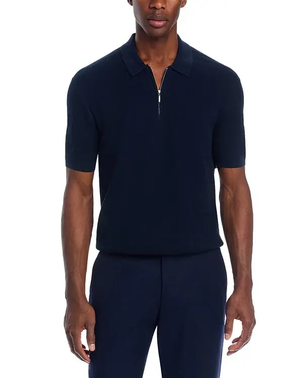 Bloomingdale'S Chevron Quarter-zip Sweater Polo - True Navy