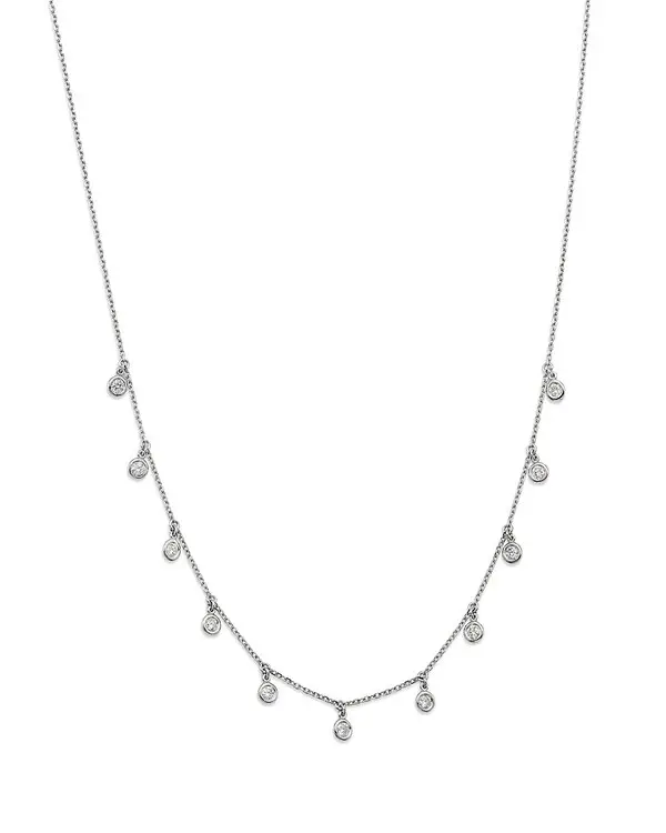 Bloomingdale'S Diamond Station Droplet Collar Necklace, 0.55 Tcw - White Gold