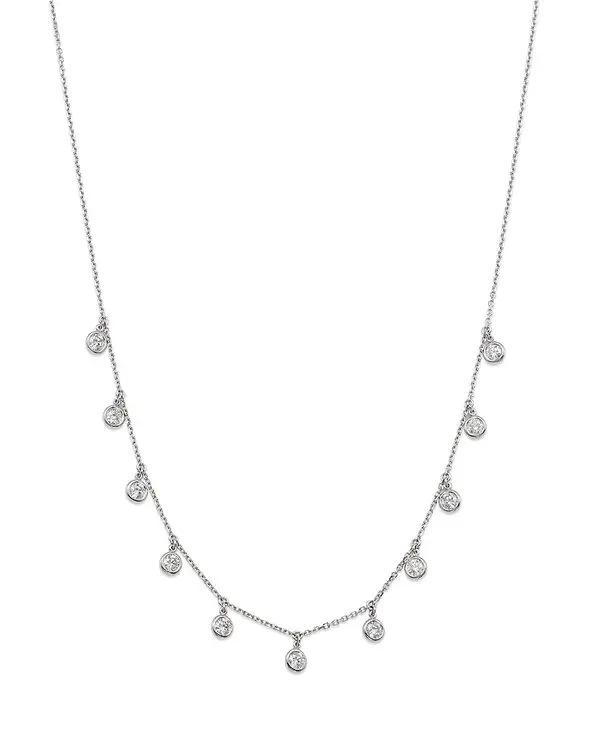 Bloomingdale'S Diamond Station Droplet Collar Necklace - White Gold