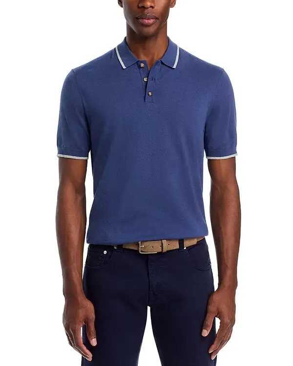 Bloomingdale'S Tipped Sweater Polo - New Beach Blue