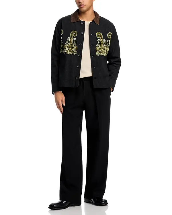 KARTIK RESEARCH Printed Suede Collar Jacket