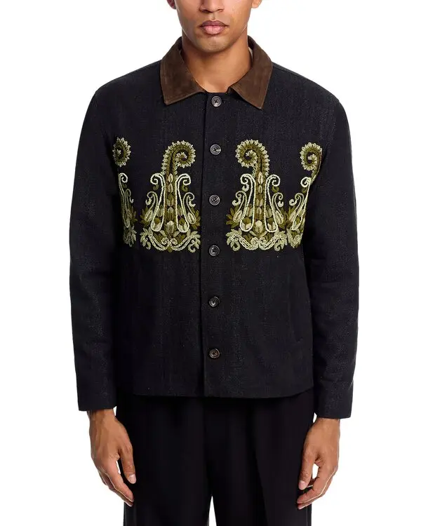 KARTIK RESEARCH Printed Suede Collar Jacket