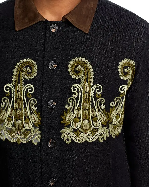 KARTIK RESEARCH Printed Suede Collar Jacket