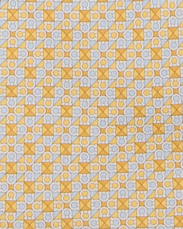 FERRAGAMO Silk Gancini Grid Pattern Tie - F. Giallo