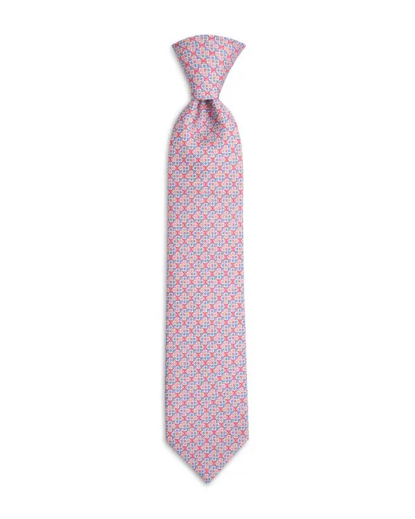 FERRAGAMO Silk Gancini Pattern Neck Tie - F. Rosa
