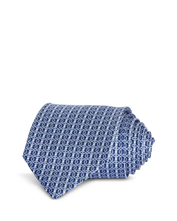 FERRAGAMO Silk Classic Gancini Link Tie - F. Navy