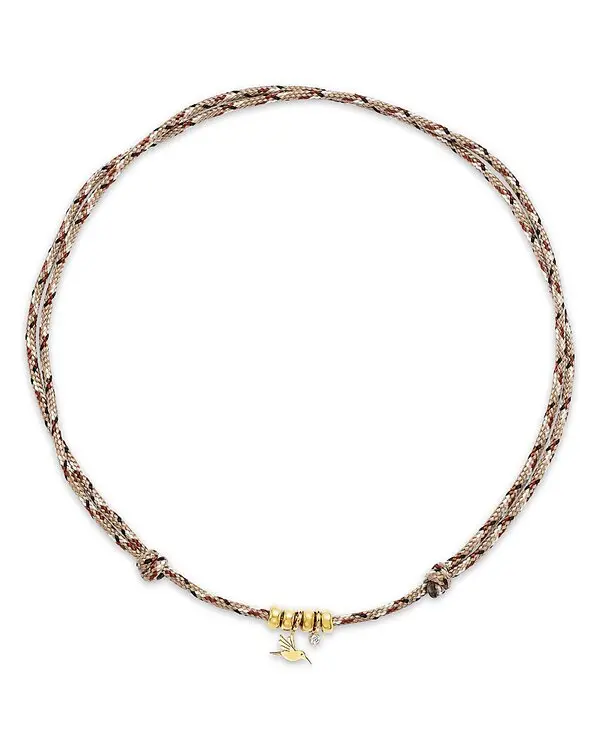 Zoe Chicco 14k Yellow Paracord Diamond & Hummingbird Desert Camo Rondelle Necklace, 12 - Gold