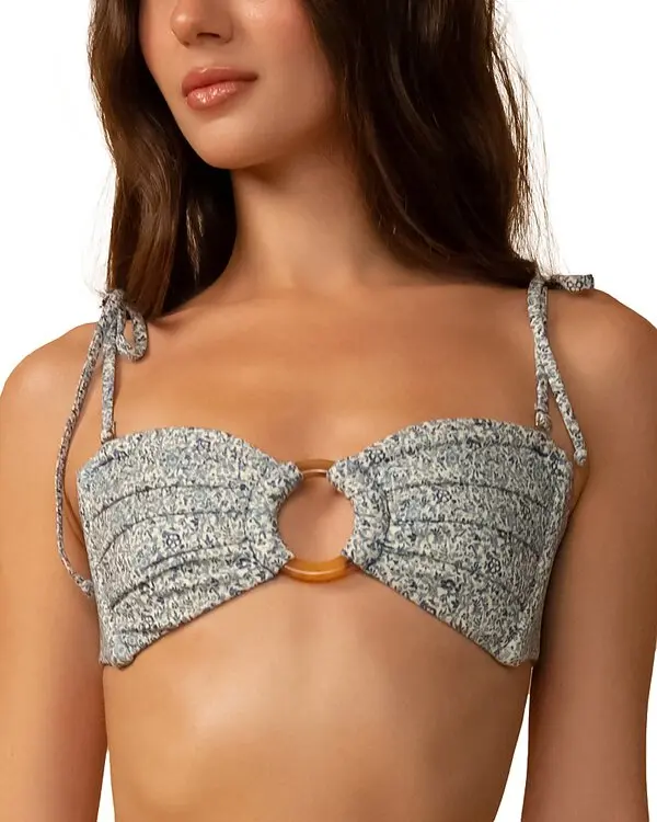 MONTCE Tori Ties Bandeau Bikini Top - Blue Petite Fleur