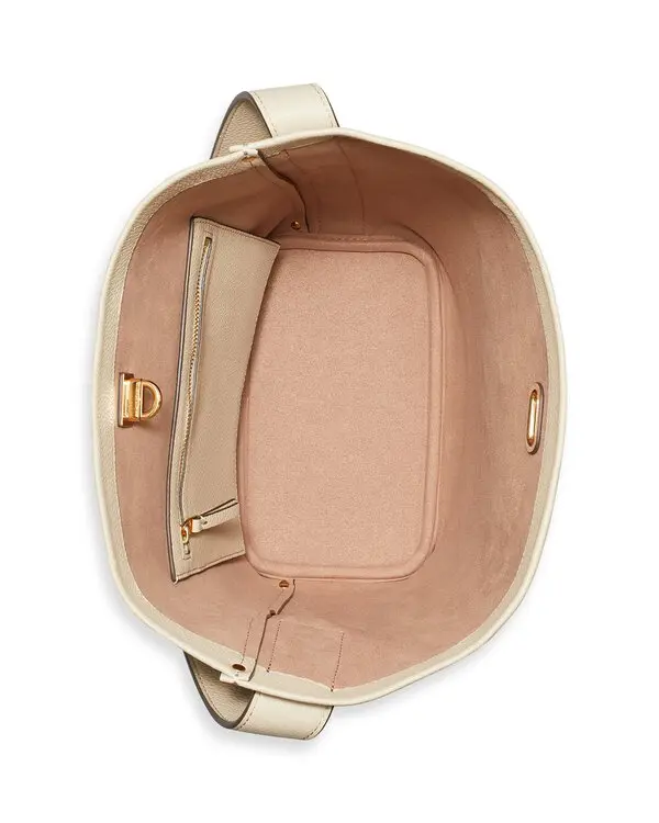 Tory Burch Slim Leather Bucket Bag - Light Stone