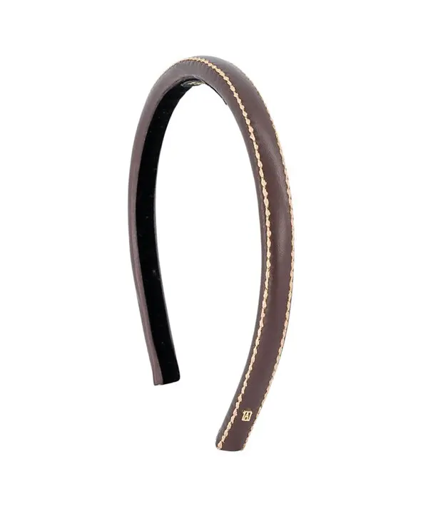Alexandre De Paris Sellier Leather Headband - Brown