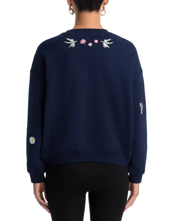 Aqua Flower Embroidered Sweatshirt