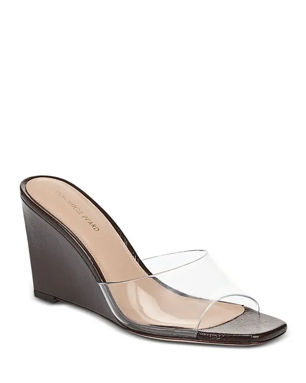 Veronica Beard Asha Wedge Dress Sandals - Clear/mocha