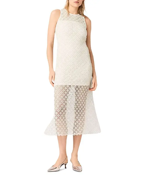 Maje Resilla Rhinestone Crochet Maxi Dress