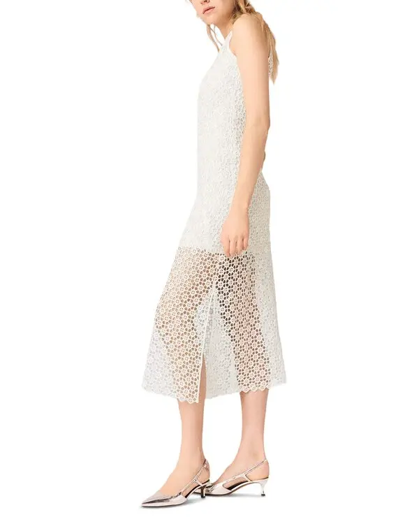 Maje Resilla Rhinestone Crochet Maxi Dress