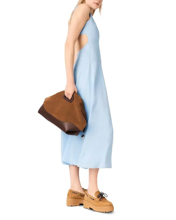 Maje Open Back Maxi Dress - Blue Sky