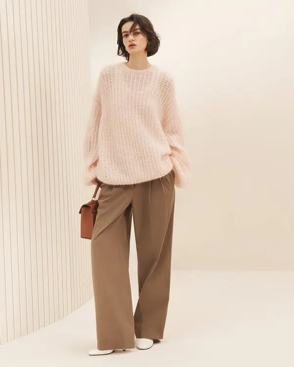 TOTEME Oversized Crewneck Sweater With Billowing Sleeves - Bloom