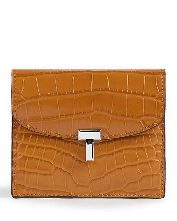 TOTEME T-lock Croco Embossed Leather Cardholder - Orange
