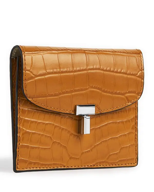 TOTEME T-lock Croco Embossed Leather Cardholder - Orange