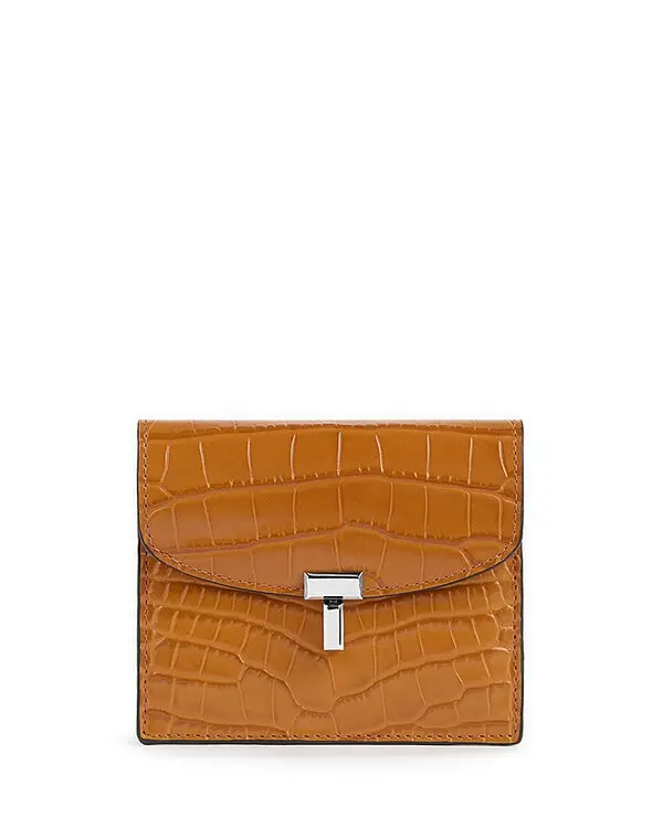 TOTEME T-lock Croco Embossed Leather Cardholder - Orange