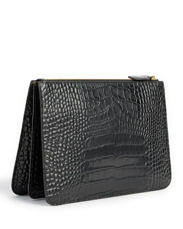 TOTEME Croco Embossed Leather Clutch - Black