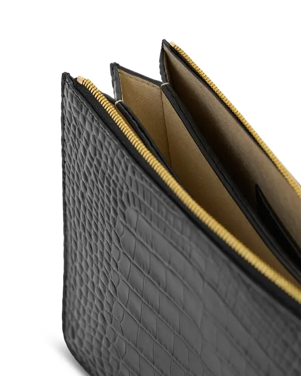 TOTEME Croco Embossed Leather Clutch - Black