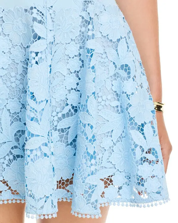 SELF-PORTRAIT Crepe Lace Mini Dress - Blue
