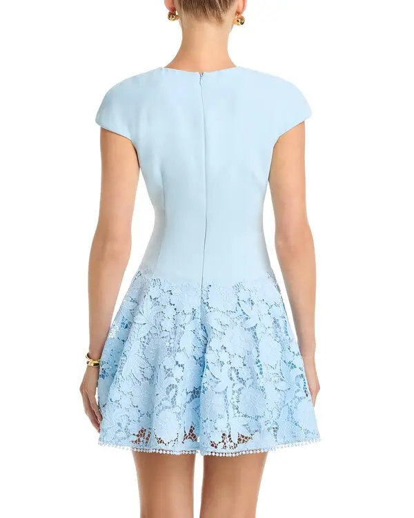 SELF-PORTRAIT Crepe Lace Mini Dress - Blue