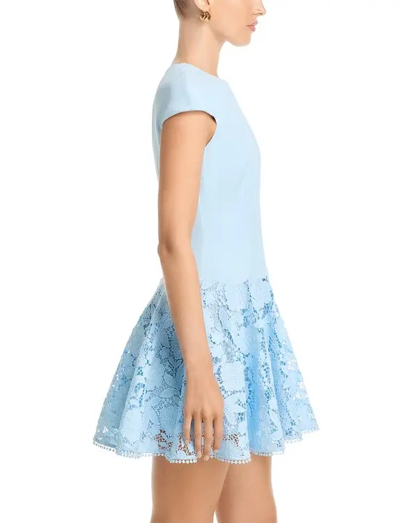 SELF-PORTRAIT Crepe Lace Mini Dress - Blue