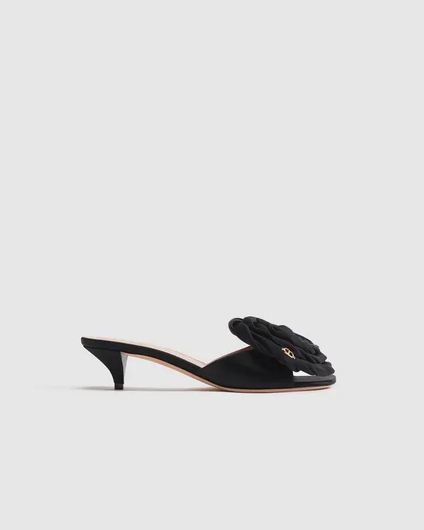 Dior Aurore Heeled Sandal - Black Satin