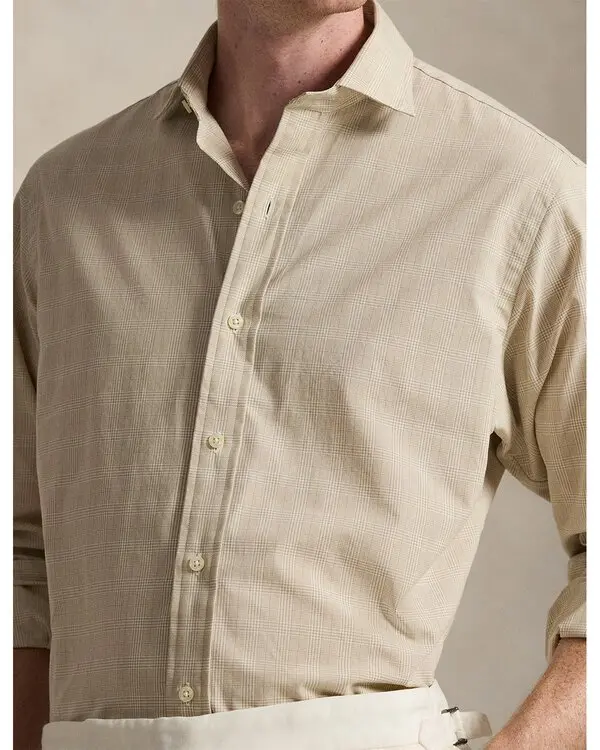 Polo Ralph Lauren Classic Fit Glen Plaid Poplin Shirt - Beige/white