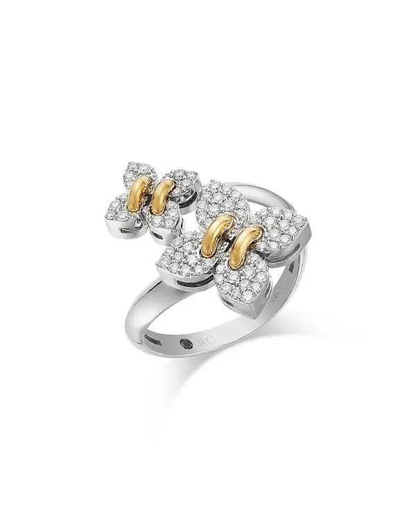 Roberto Coin 18k White & Yellow Gold Love In Verona Flower Bypass Ring - Gold/white
