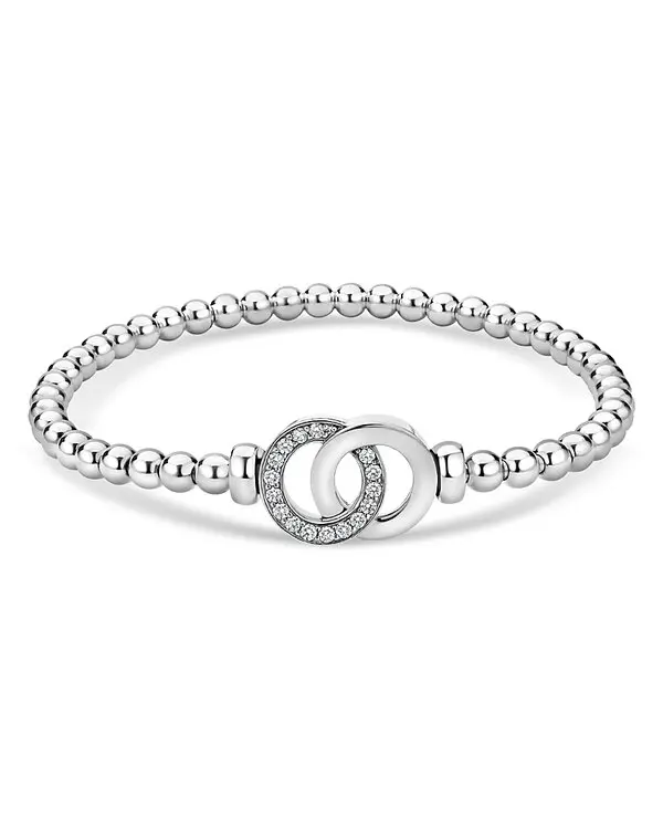 Lagos Sterling Diamond Interlocking Circle Stretch Bracelet - Silver