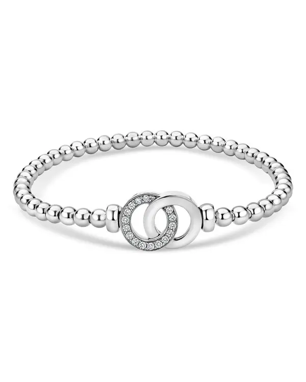 Lagos Sterling Diamond Interlocking Circle Stretch Bracelet