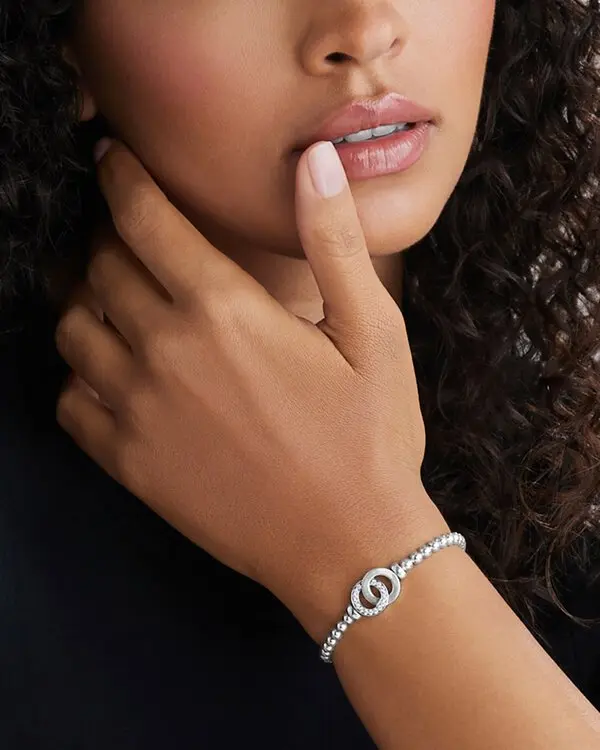 Lagos Sterling Diamond Interlocking Circle Stretch Bracelet