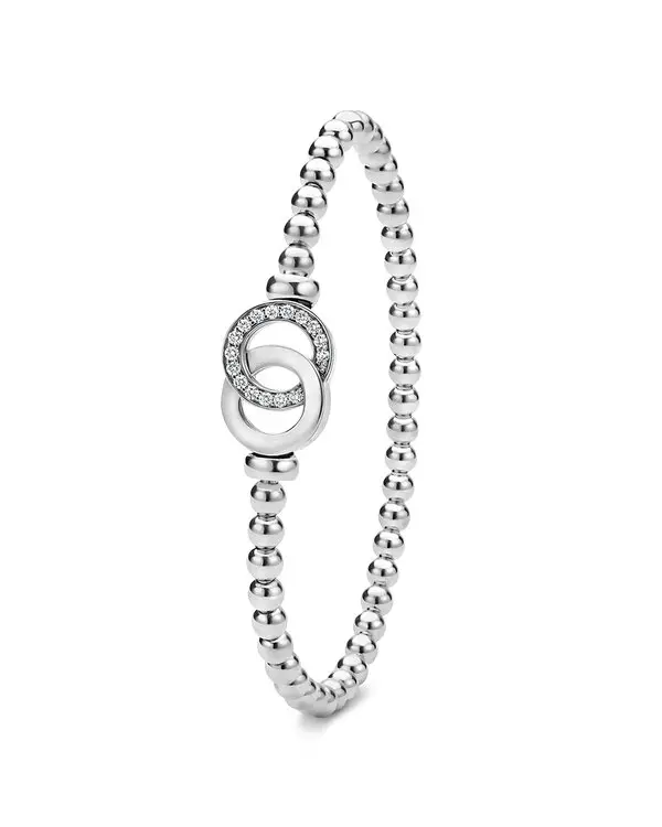 Lagos Sterling Diamond Interlocking Circle Stretch Bracelet