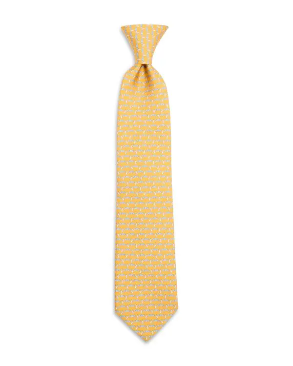 FERRAGAMO Classic Race Car Neck Tie - F. Giallo