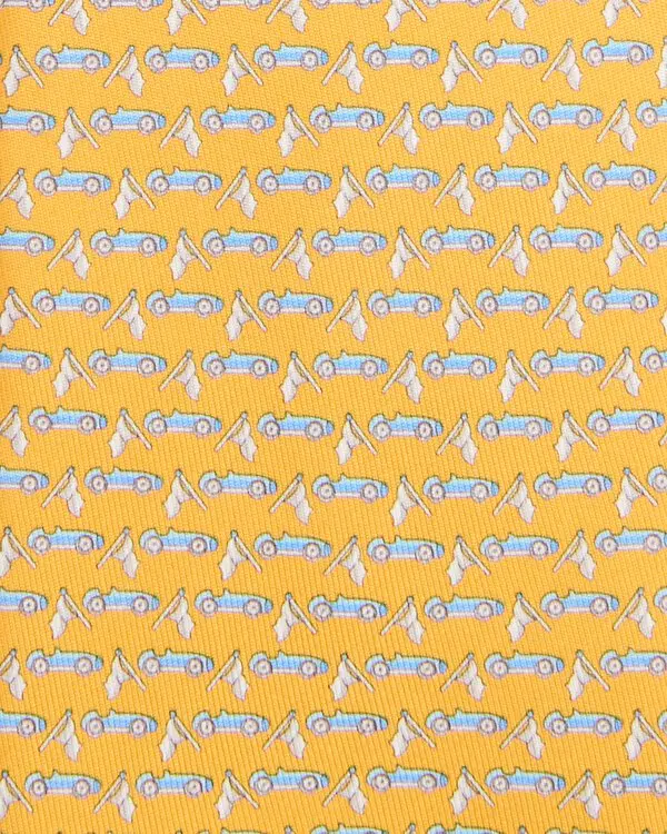 FERRAGAMO Classic Race Car Neck Tie - F. Giallo