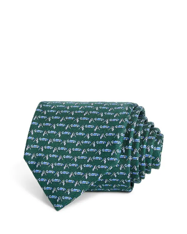 FERRAGAMO Classic Race Car Neck Tie - F. Verde Scuro