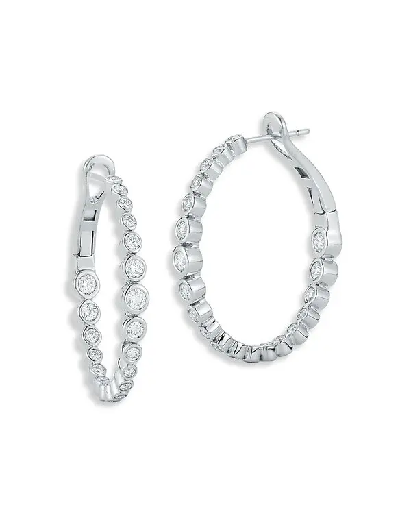Walters Faith 18k Diamond Classic Oval Small Hoop Earrings - White Gold