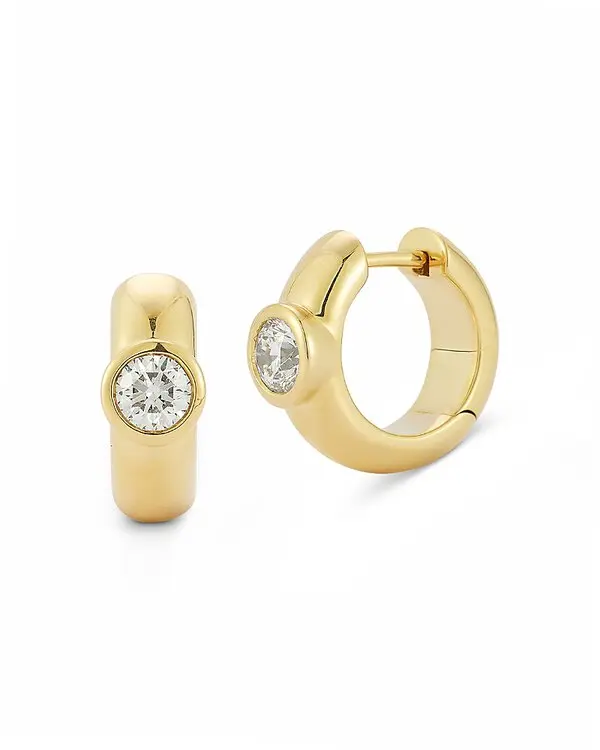 Walters Faith 18k Yellow Diamond Classic Huggie Hoop Earrings - Gold