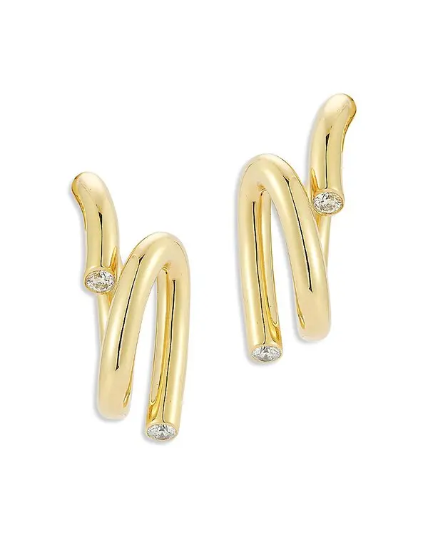 Walters Faith 18k Yellow Diamond Duet Thoby Spiral Earrings - Gold