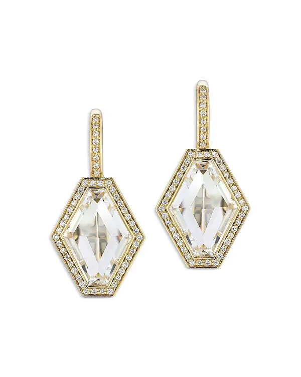 Walters Faith 18k Yellow Bell Diamond & Rock Crystal Hexagon Earrings - Gold