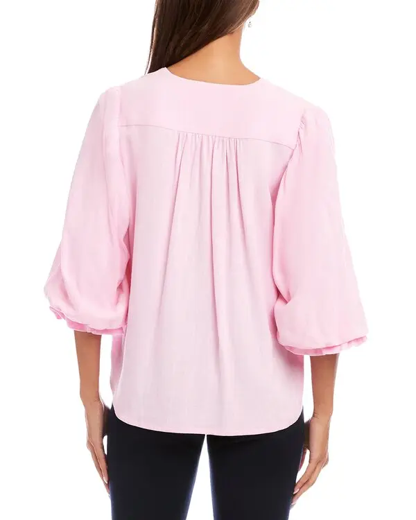 Karen Kane Layered Sleeve Shirred Blouse